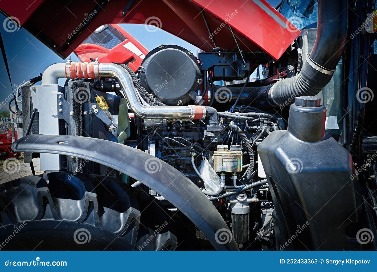 Closeup of the Open Engine of a Small Modern Tractor Stock Image ...