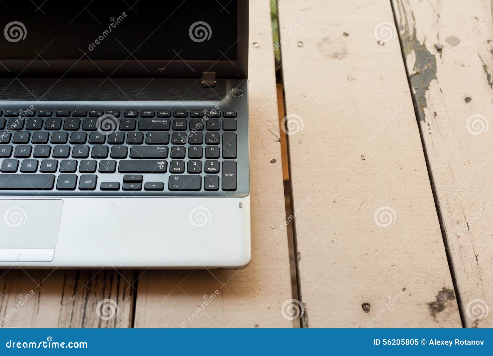Closeup Open Laptop Computer with Black Screen Stock Image - Image of ...