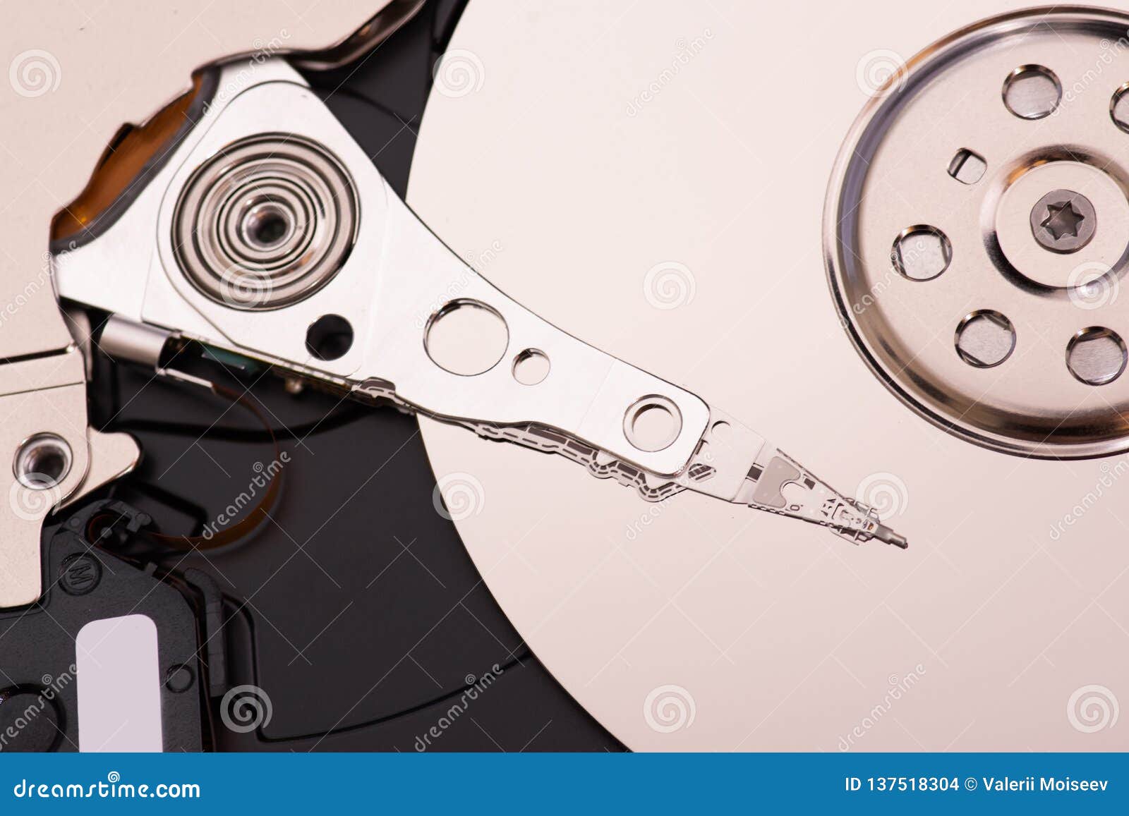 Closeup Opened Disassembled Hard Drive from the Computer, Hdd with ...