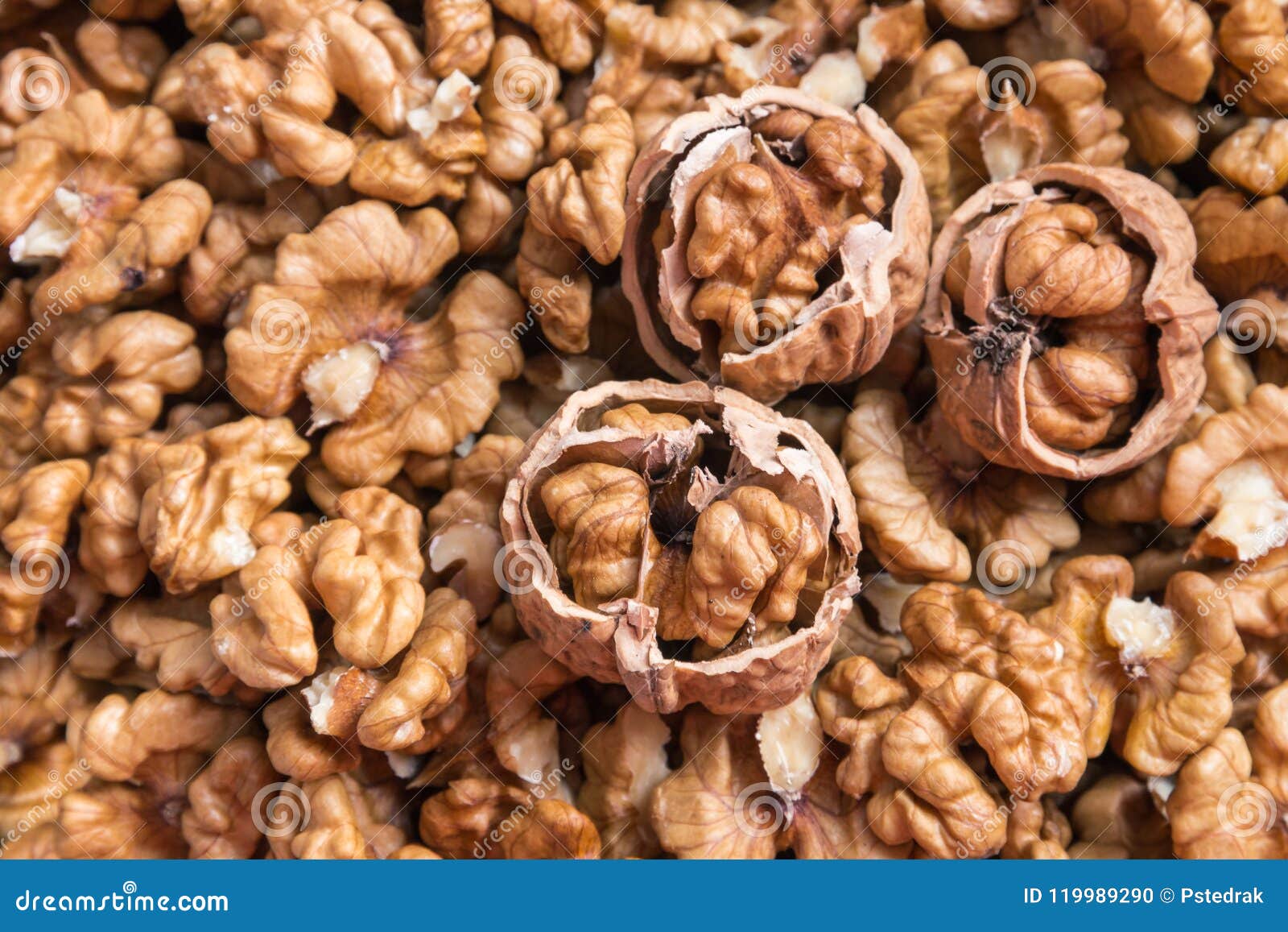 Organic Persian Walnuts in Cracked Shells Stock Photo - Image of ...