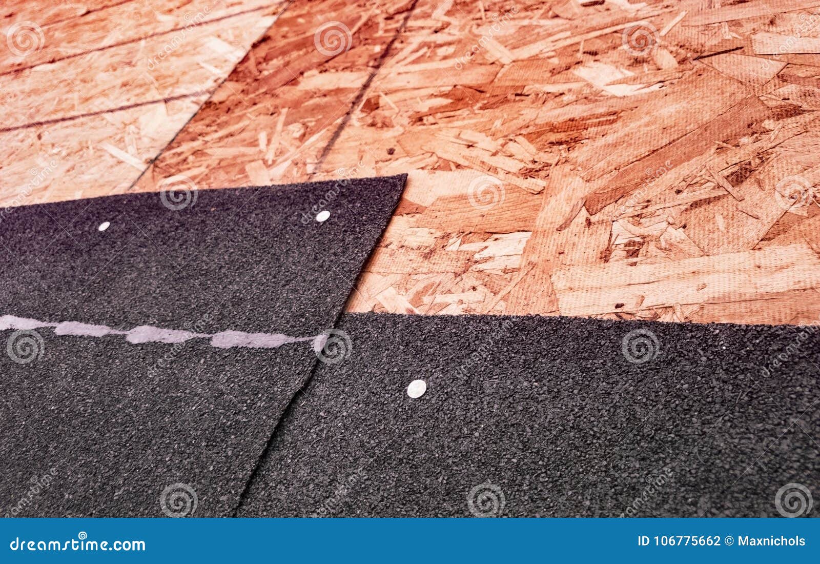 Closeup of Overlapping Asphalt Shingles and Seam Stock Photo - Image of ...