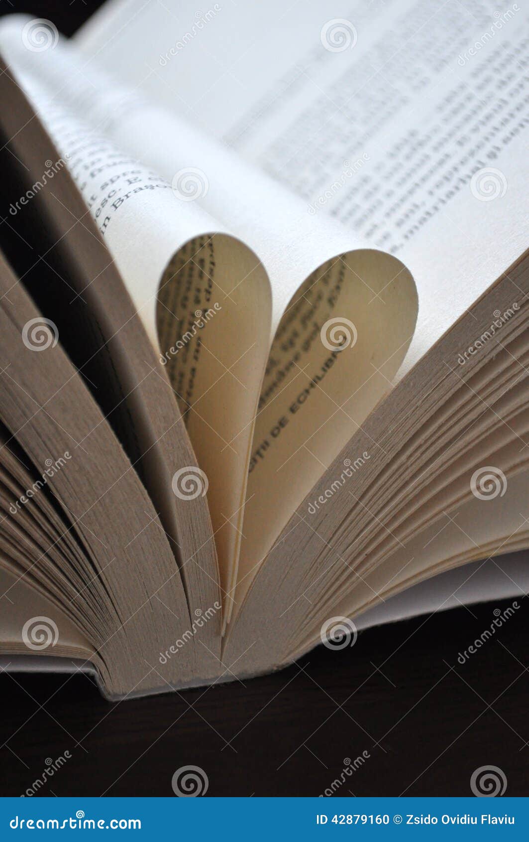 Closeup Pages of an Open Book, with Heart Shaped Pages Stock Photo ...