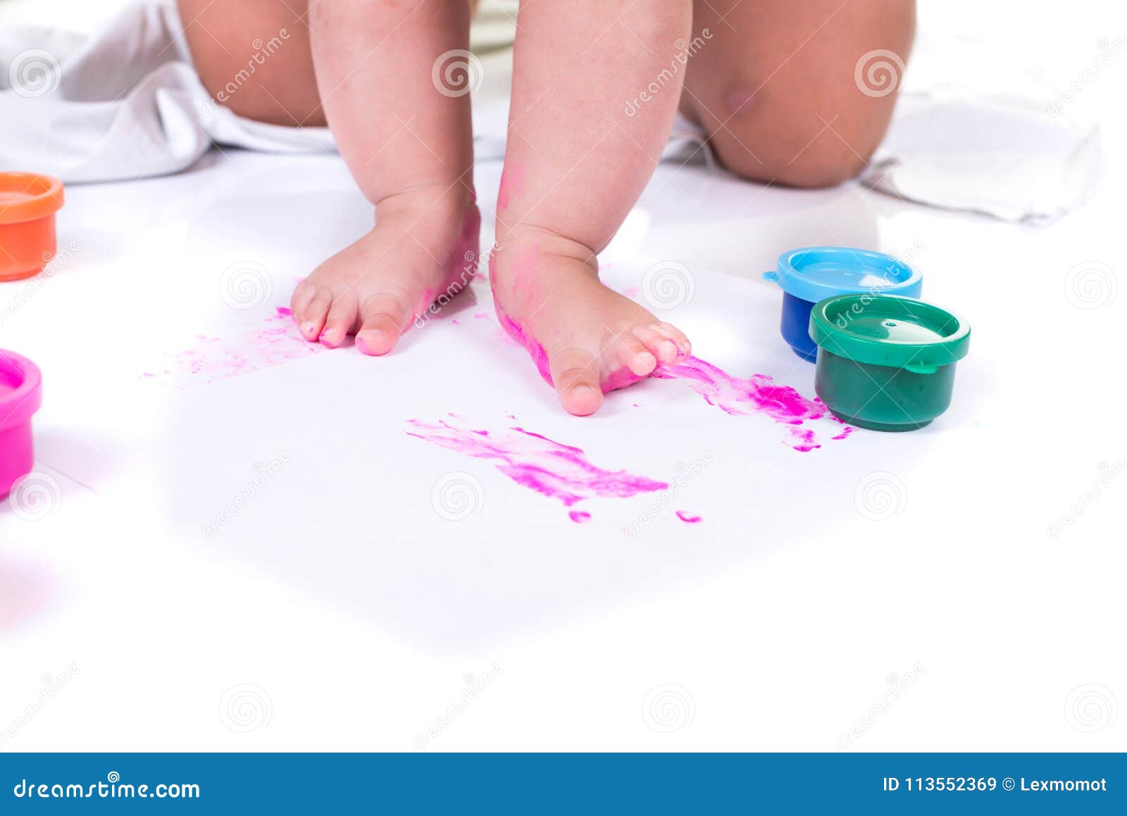 Closeup Painted in Bright Colors Feet. Isolated on White Background ...
