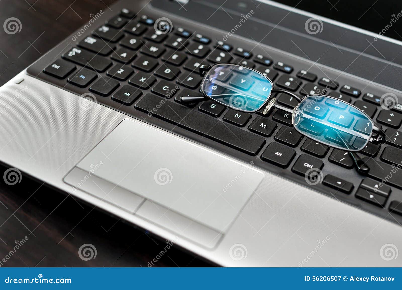 Closeup Pair of Glasses on the Laptop Keyboard Stock Image - Image of ...