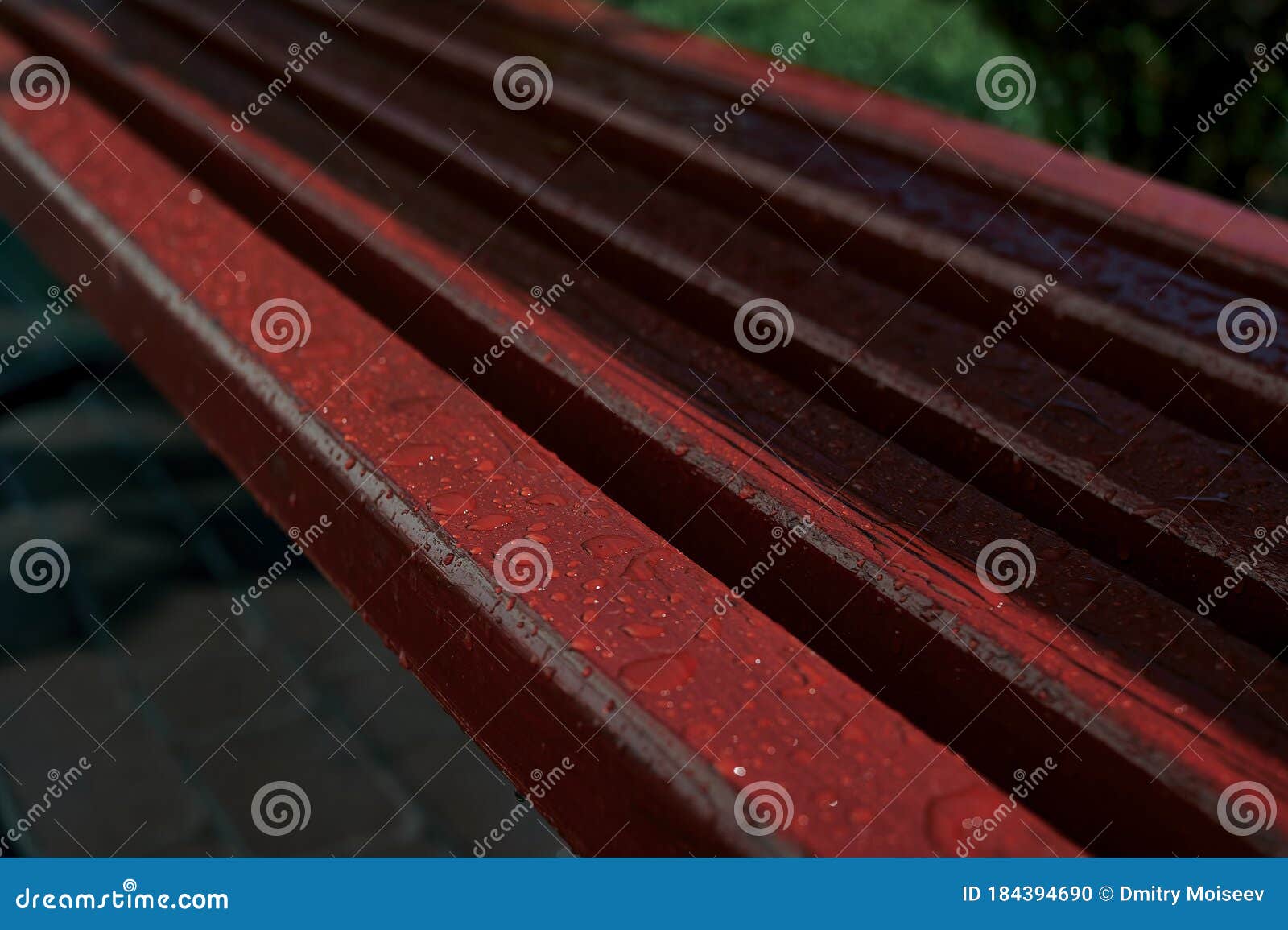 Closeup Part of a Dark Red Bench on the Street Stock Photo - Image of ...