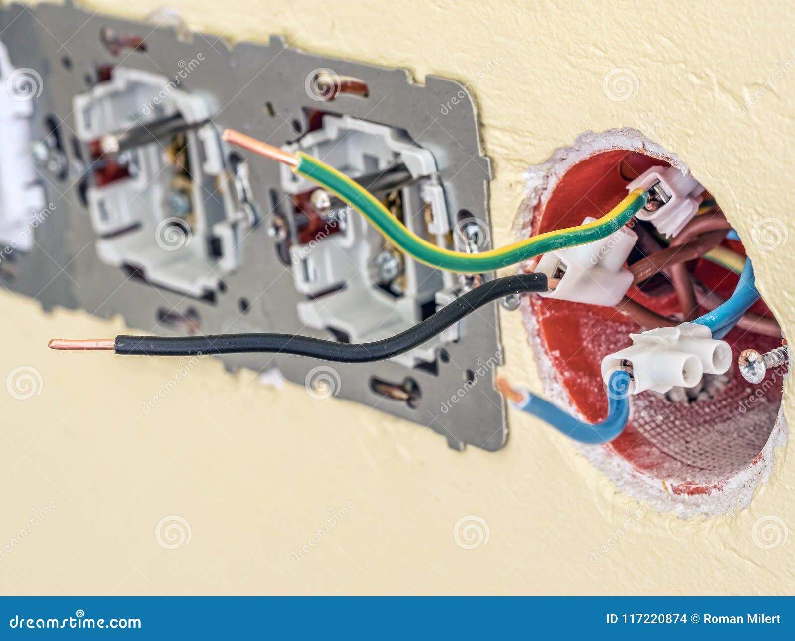 Closeup of Partially Asembled Wall Sockets Stock Photo - Image of ...
