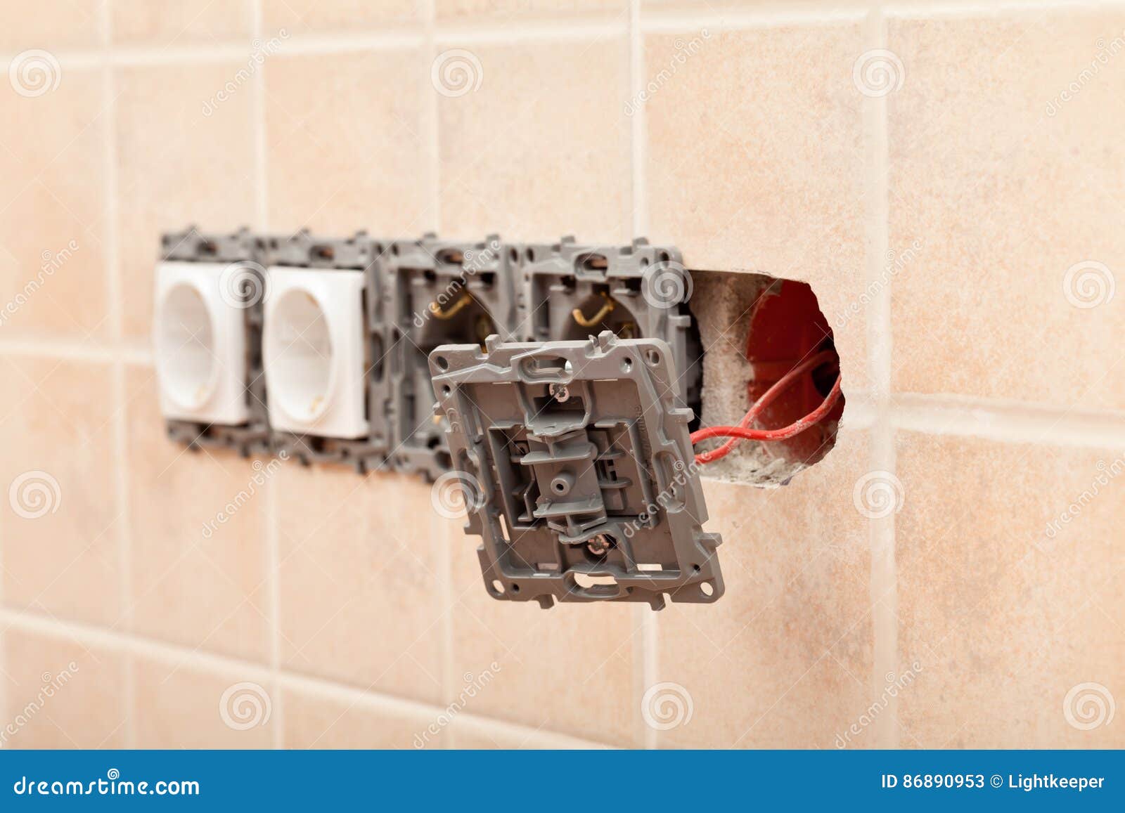 Closeup of a Partially Installed Electrical Wall Socket Stock Image ...