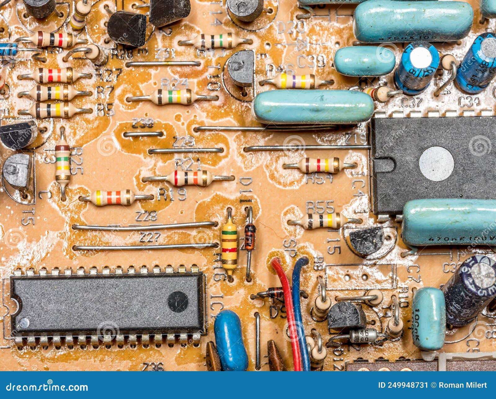 Closeup of PCB Electronic Elements Stock Image - Image of integrated ...