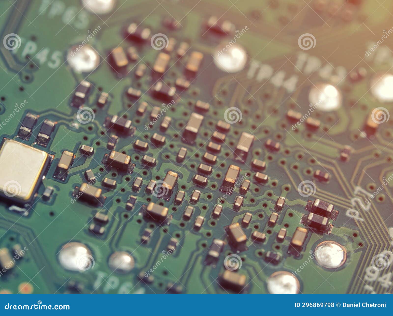 Closeup of PCB with Small Components on Its Surface. Electronics ...