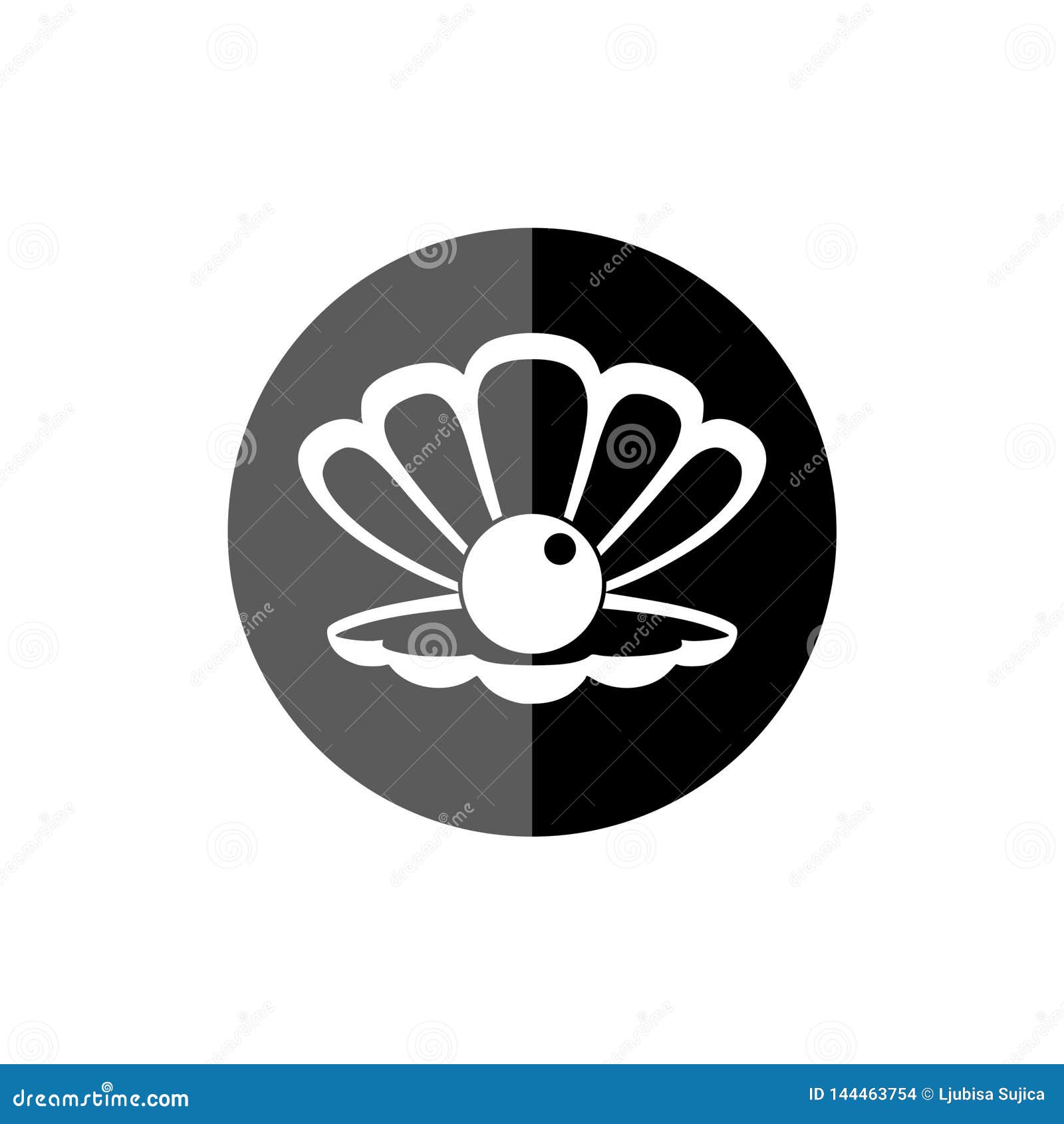 Closeup of Pearl and Shell Icon or Button Stock Vector - Illustration ...