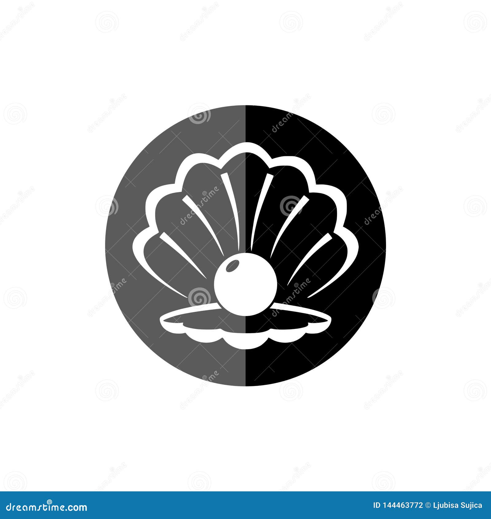 Closeup of Pearl and Shell Icon or Button Stock Vector - Illustration ...