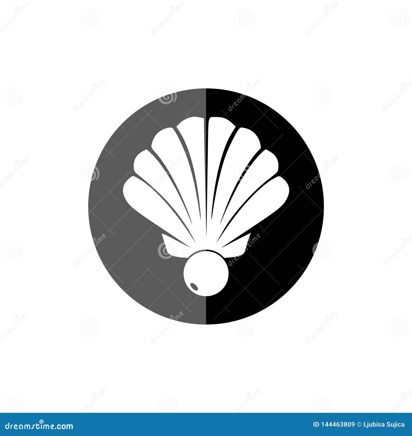 Closeup of Pearl and Shell Icon or Button Stock Vector - Illustration ...