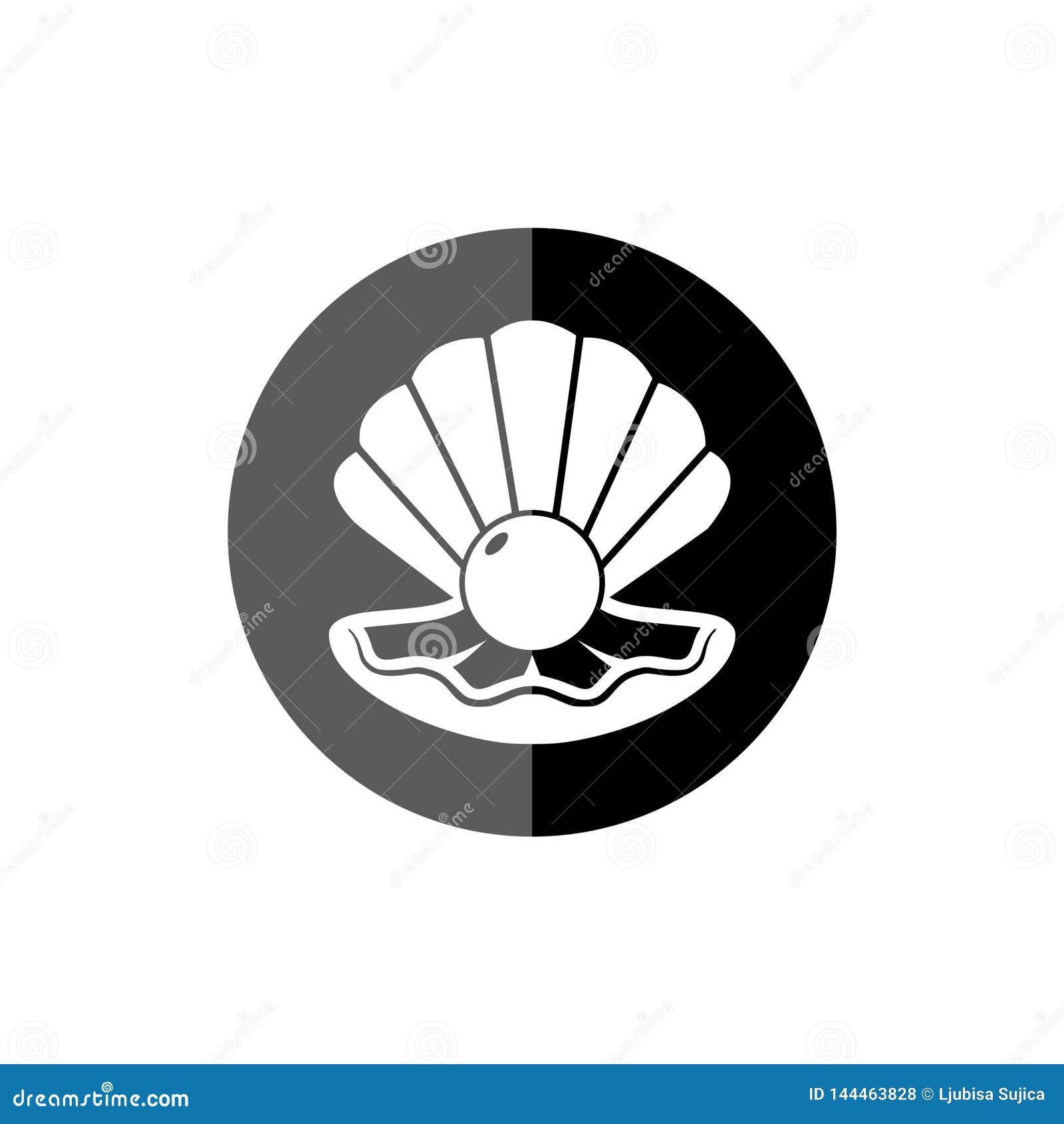 Closeup of Pearl and Shell Icon or Button Stock Vector - Illustration ...