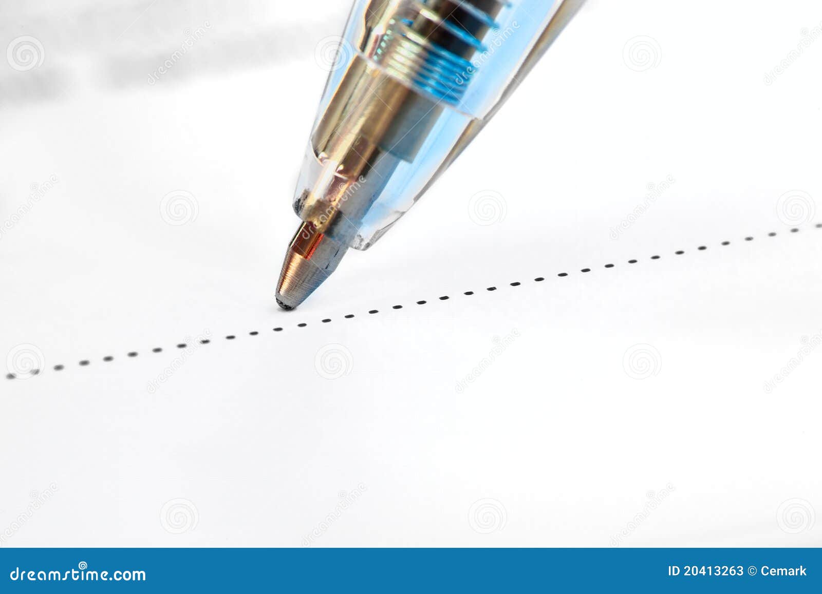 Closeup of a Pen on the Dotted Line Stock Image - Image of paper ...