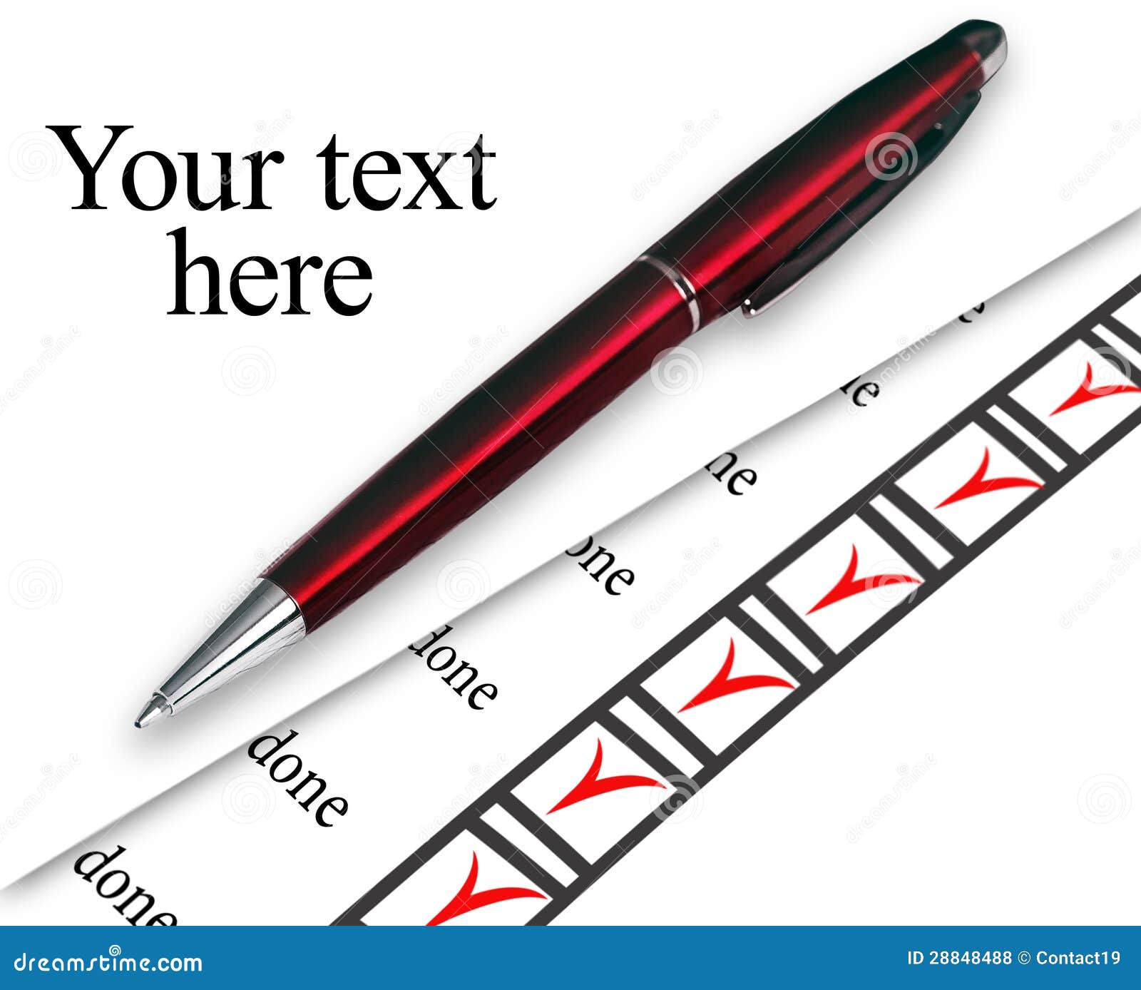 Closeup Pen Marked Done Things on White Stock Illustration ...