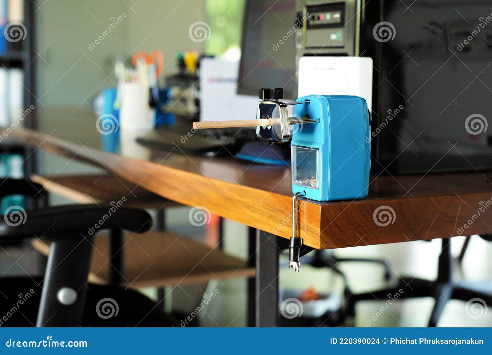 Closeup Pencil Sharpener with Pencil Inside Installed on the Top of ...