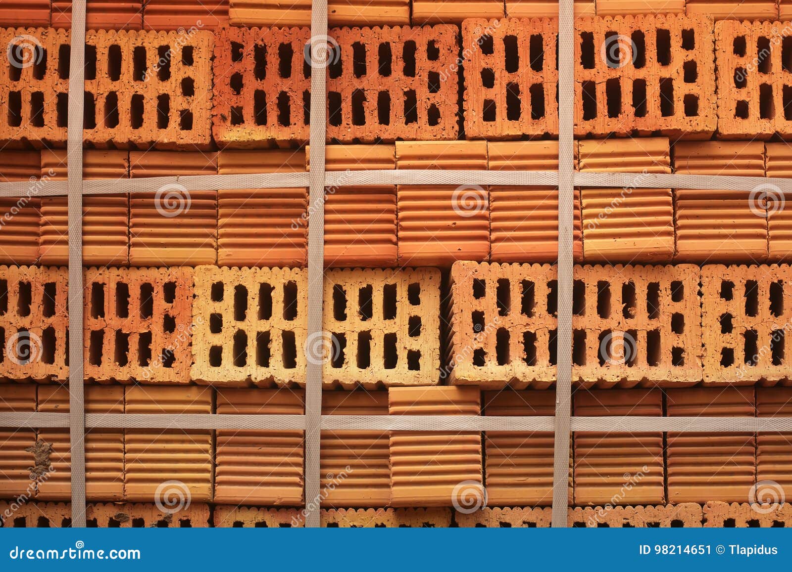 Closeup of Perforated Orange Bricks Stacked in a Blocks Stock Image ...