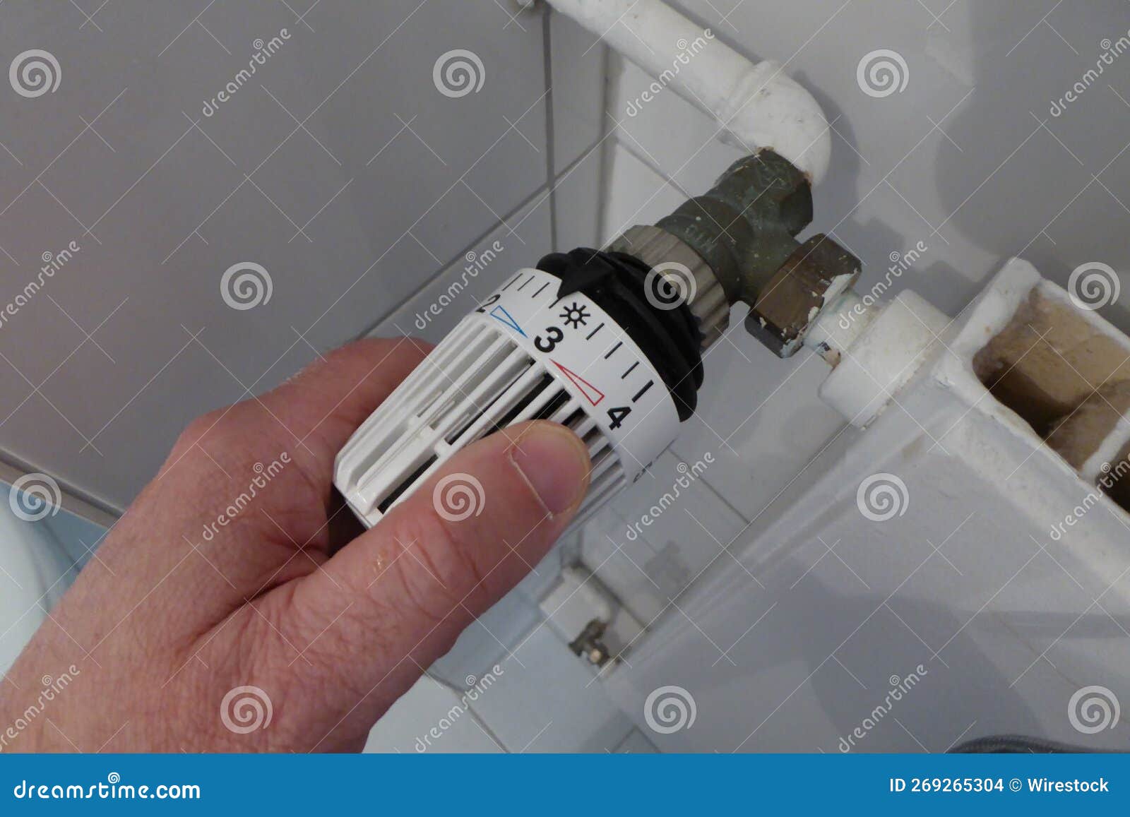 Closeup of a Person Adjusting the Heater Temperature Controller Stock ...