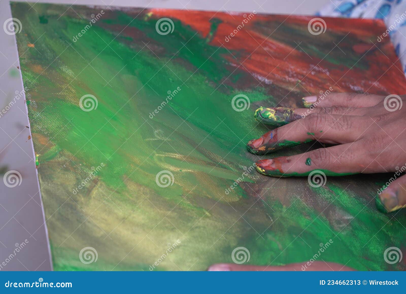 Closeup of the Person Painting with Hand. Stock Image - Image of paint ...