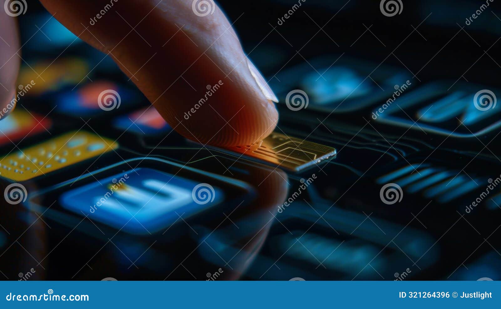 Closeup of a Persons Finger Tapping a Memory Card on a Touch Screen ...