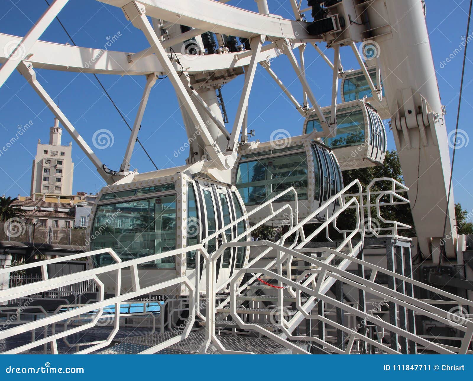 White Solid Ferris Wheel Cabins Closeup Perspective Stock Image - Image ...