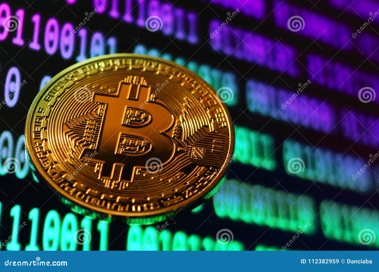 Closeup of Phisical Bitcoin Over Abstract Background. Stock ...