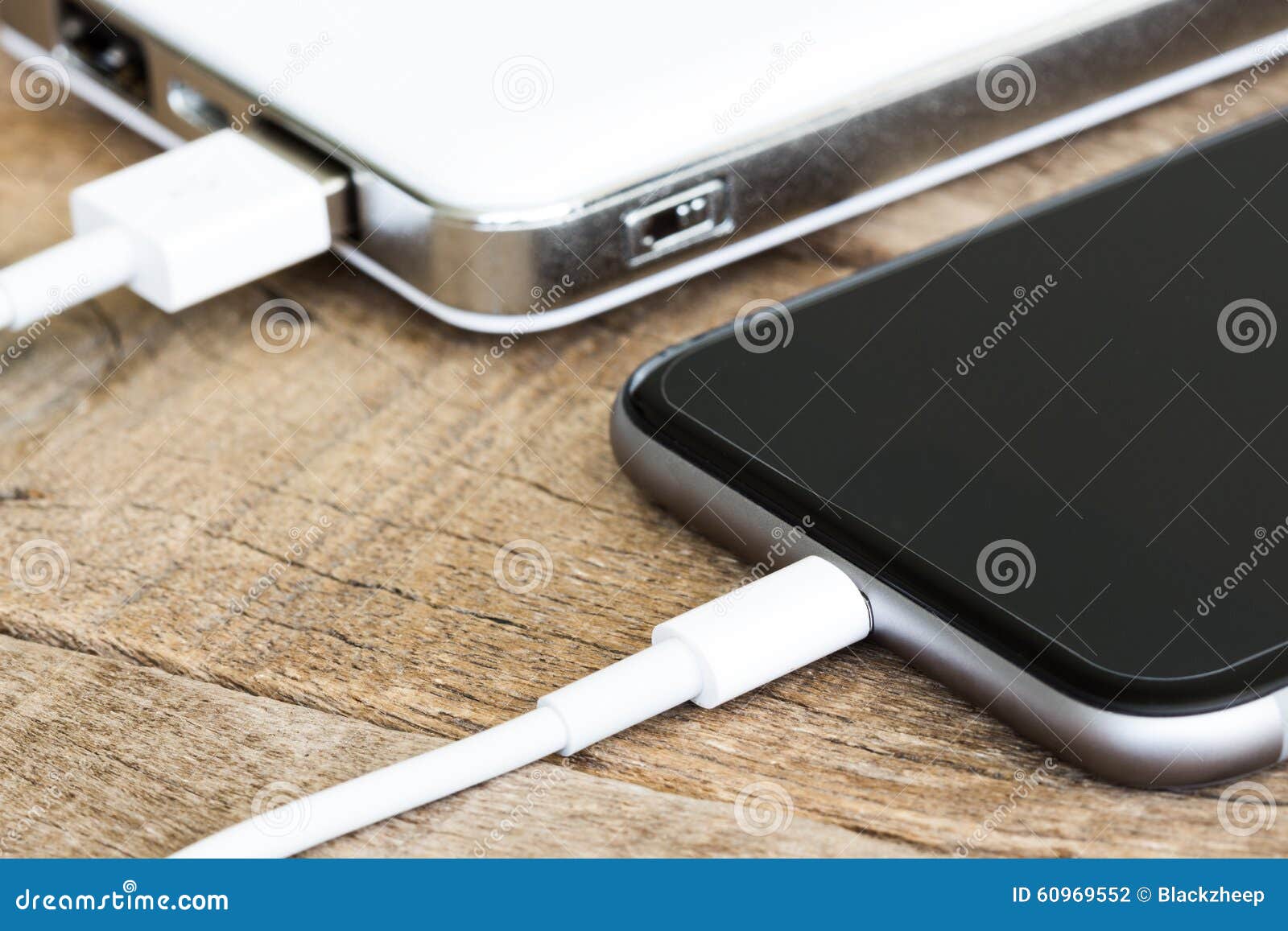 Closeup Phone Charging White Power Bank Portable Stock Photo - Image of ...