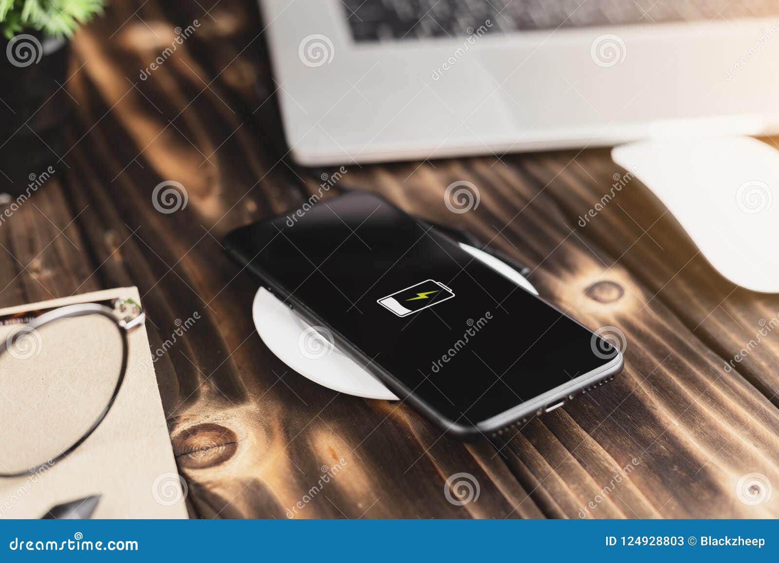 Closeup Phone Charging on Wireless Charger Device Stock Image - Image ...