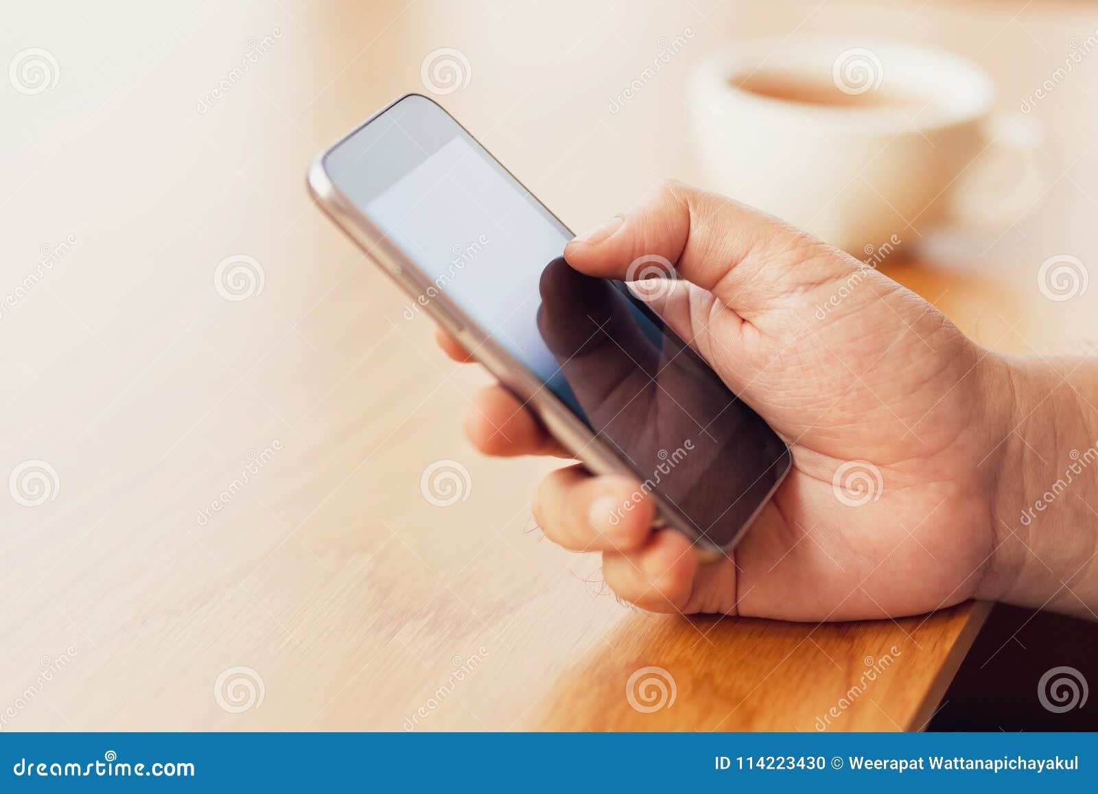 Closeup Phone in Hand stock photo. Image of phone, smartphone - 114223430