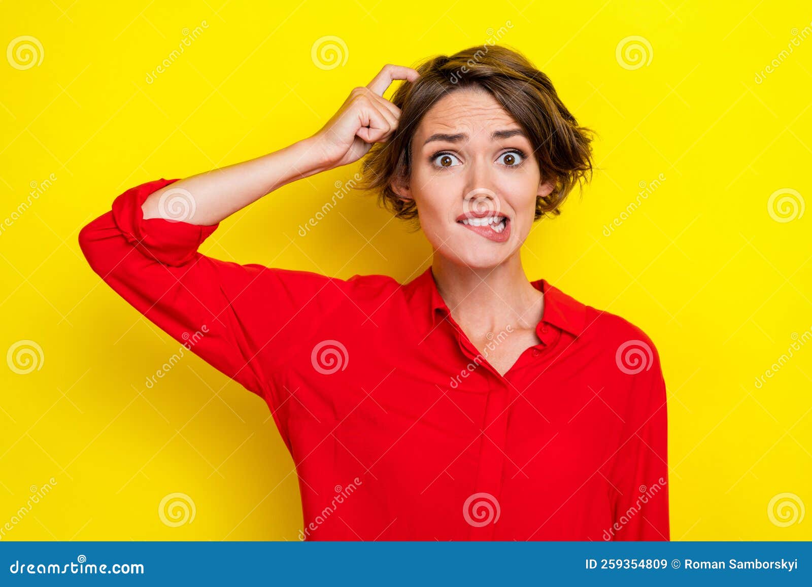 Closeup Photo of Adorable Nice Business Lady Thinking Solving Financial ...