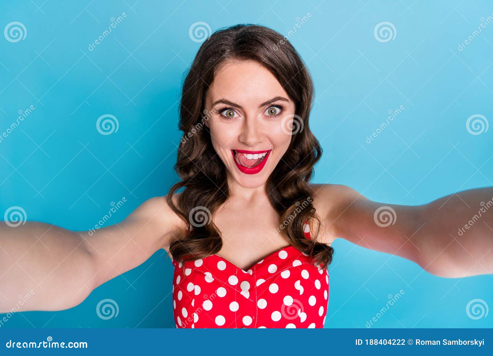 Closeup Photo Of Attractive Funny Lady Shiny Pomade Good Mood Making