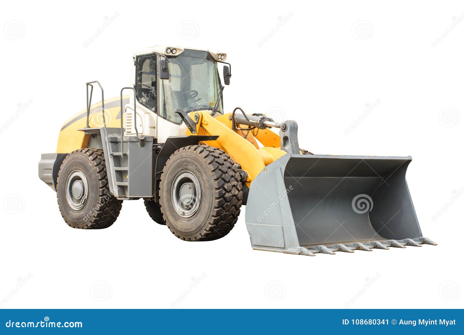 Closeup Photo of Big Wheel Loader, with Isolated Background Stock Image ...