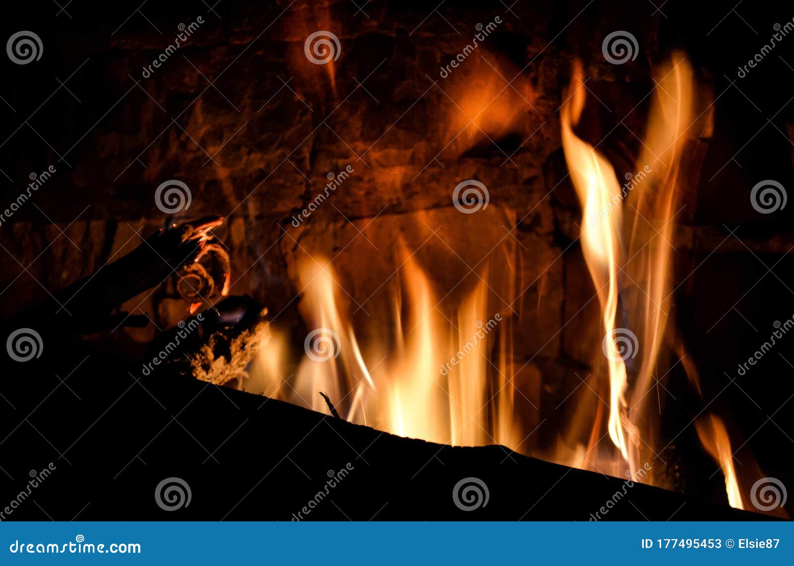 Closeup Photo of Blazing and Warming Fireplace in the Cold Evening ...