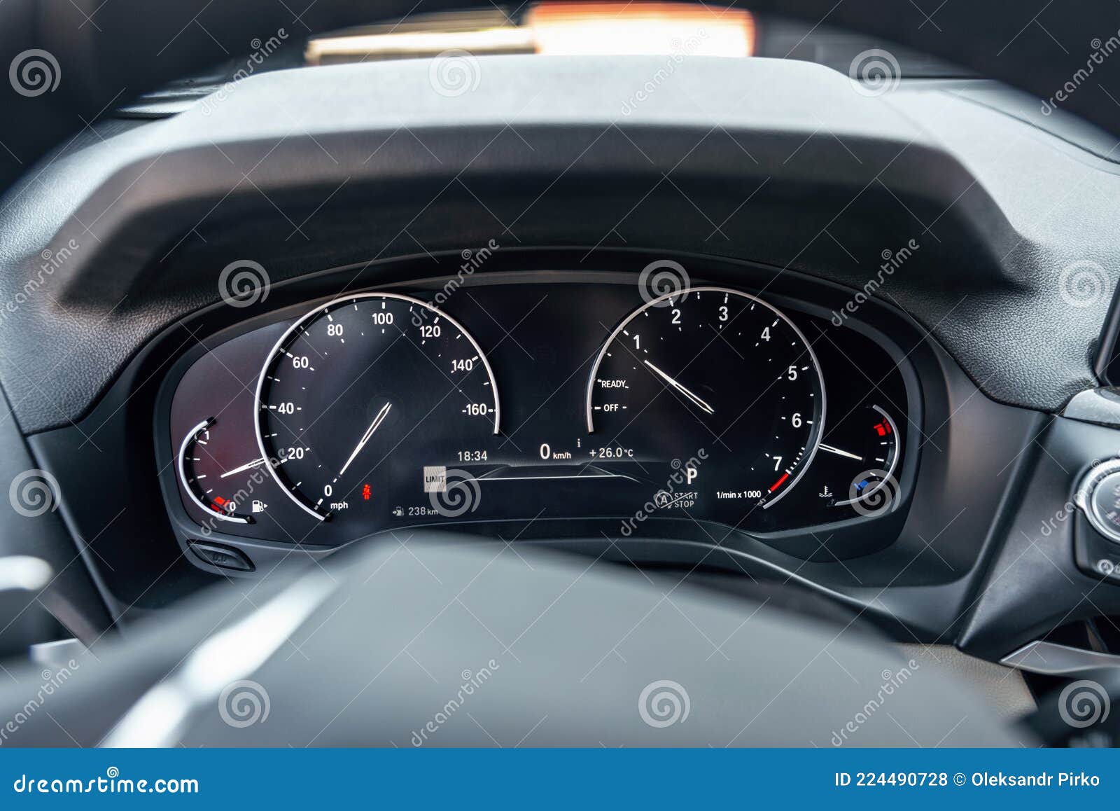 Closeup Photo of Car Interiors. Modern Car Speedometer Stock Photo ...