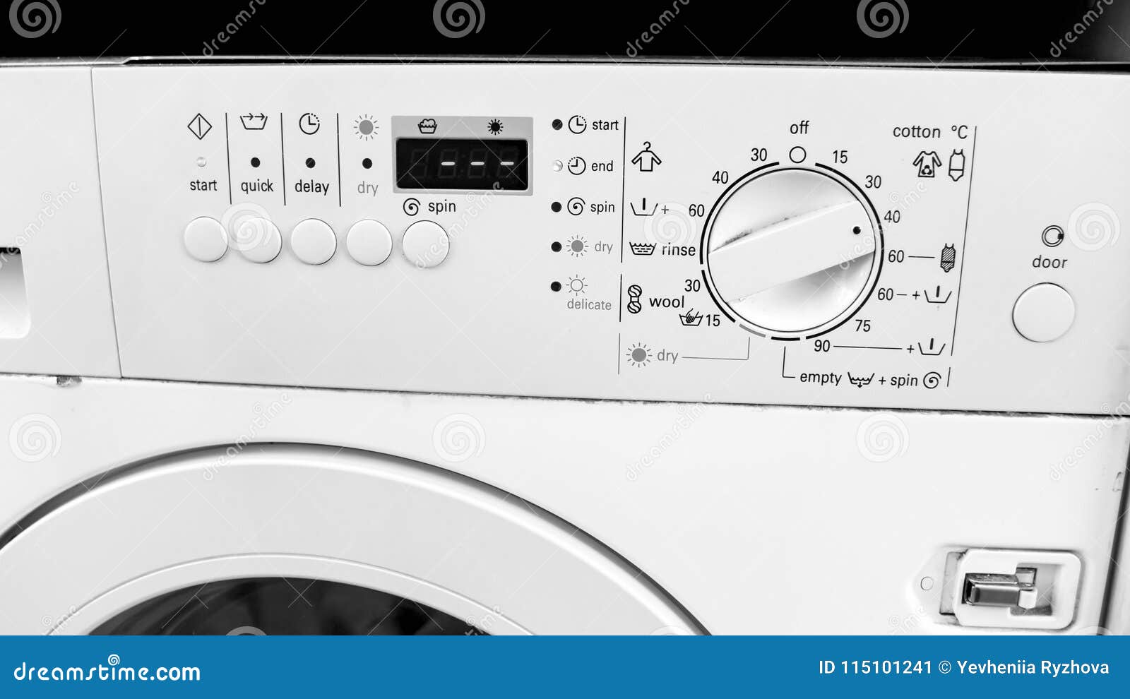 Closeup Image of Control Panel on Washing Machine at Laundry Stock ...