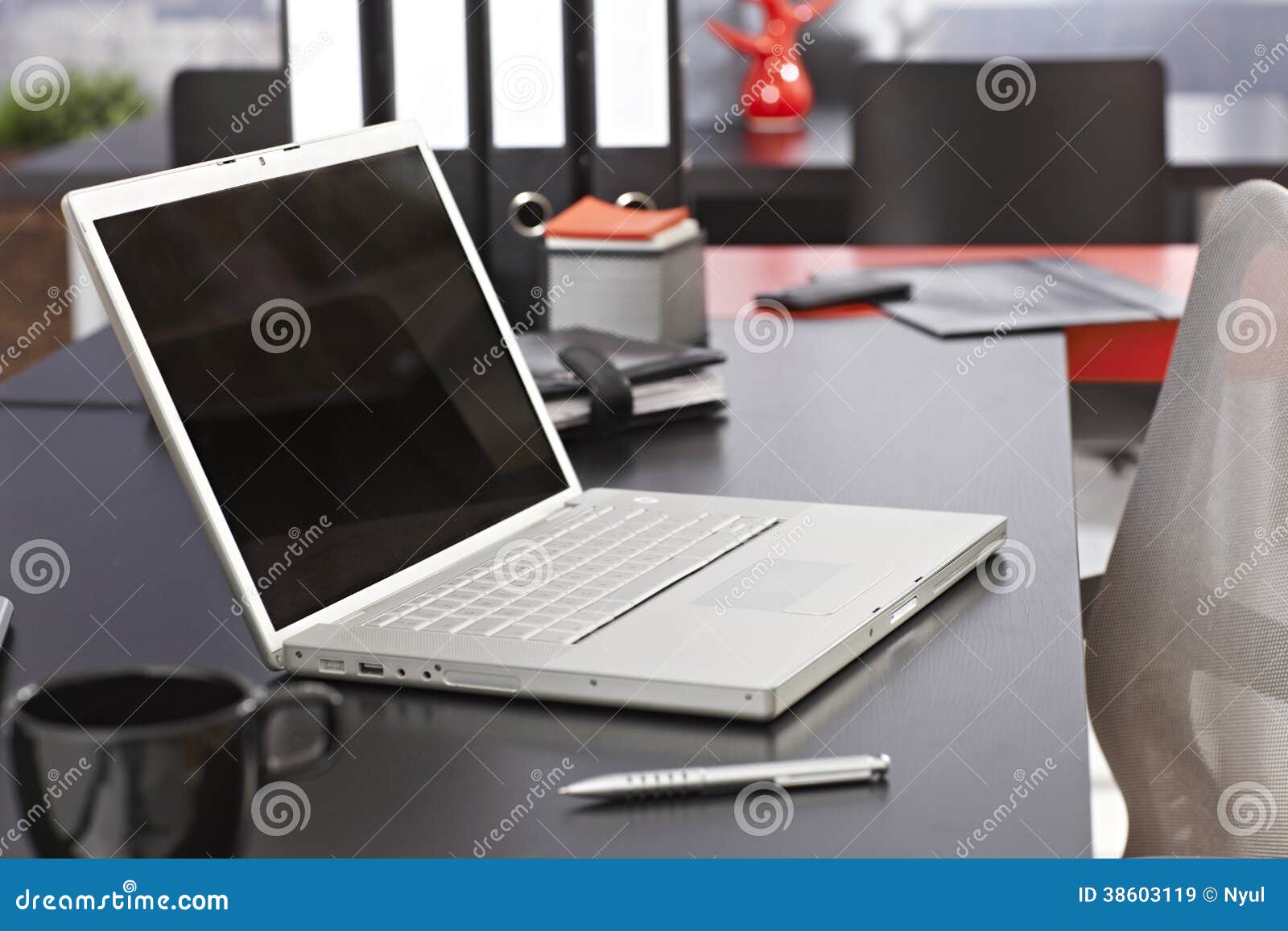 Closeup Photo of Laptop on Desk Stock Image - Image of indoors, blank ...