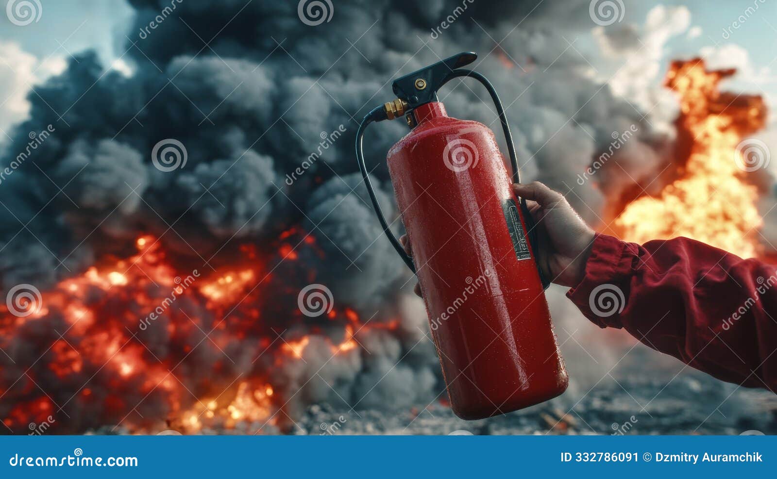 Closeup Photo of a Man Fighting a Fire with an Extinguisher Stock Image ...