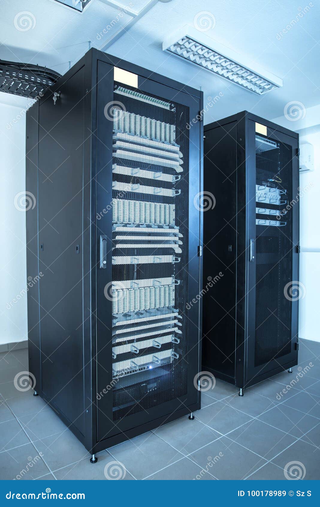 Closeup Photo of a Rack Cabinet in Server Room Stock Image - Image of ...