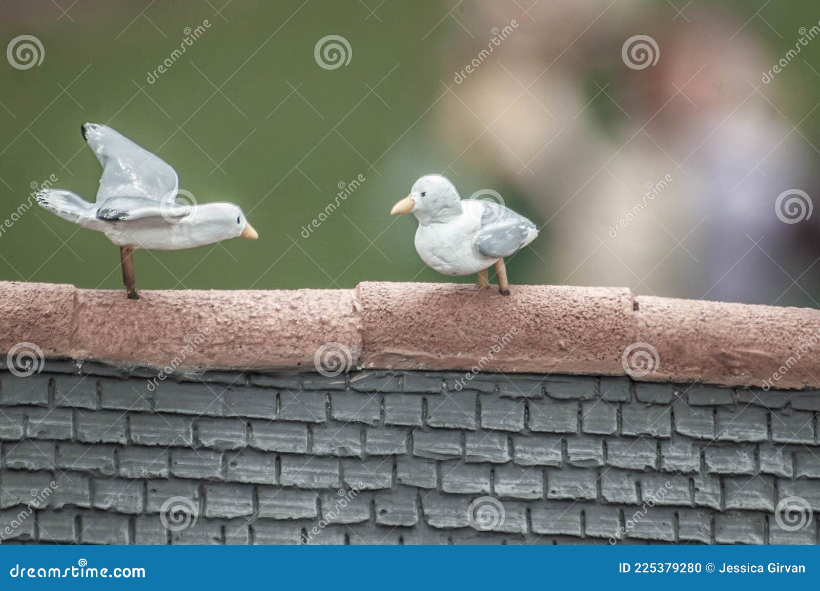 Closeup Photo of Tiny Model Seagulls on a Roof Stock Photo - Image of laridae, figure: 225379280