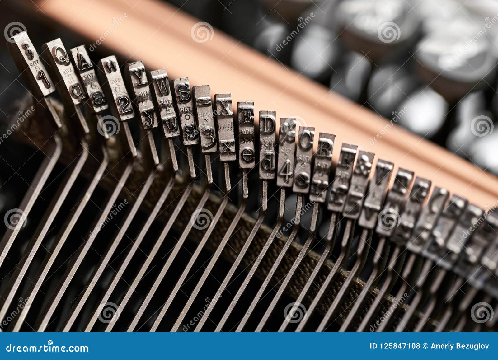 Retro Typewriter in Studio. Macro Close Up. Stock Photo - Image of ...