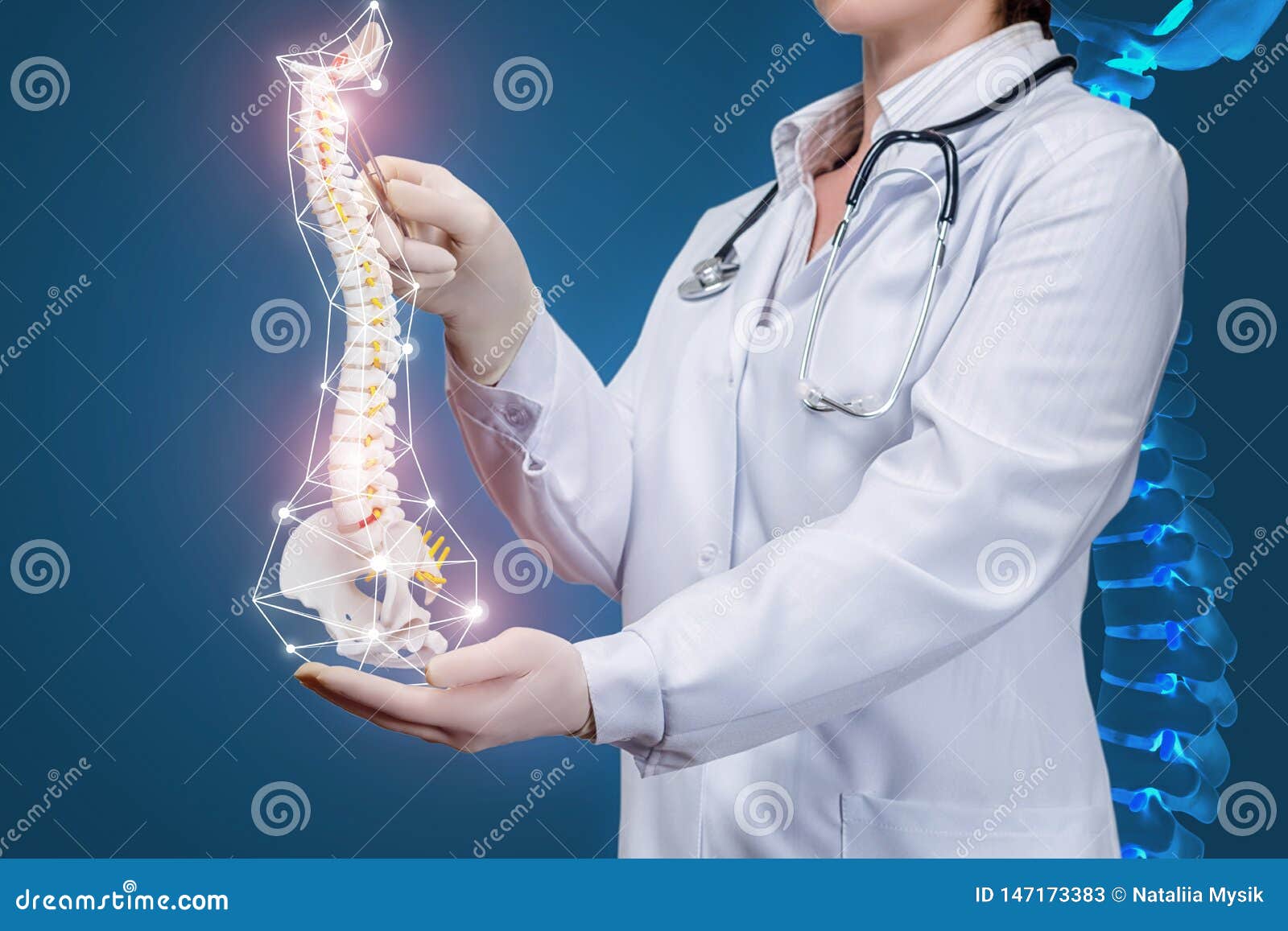 A Doctor Holding an Artificial Spine Model Stock Image - Image of disc ...