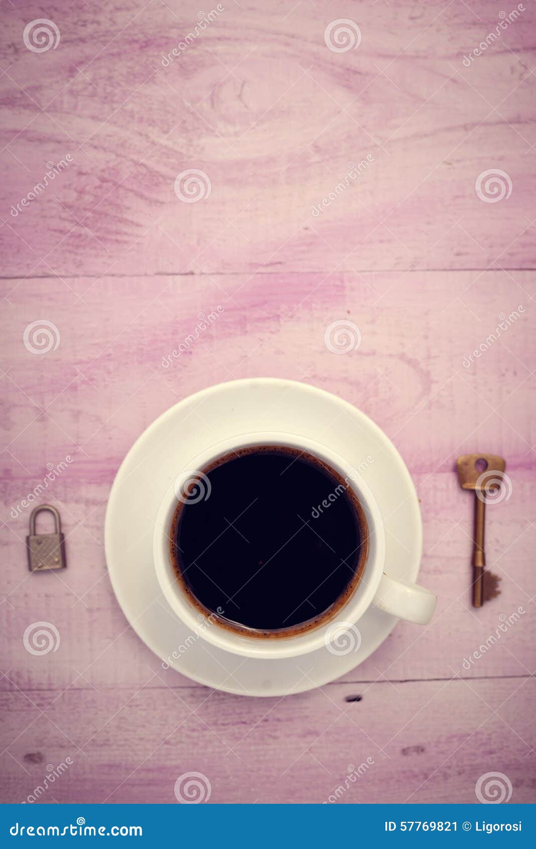 Closeup Picture of Cup of Coffee with Lock and Key Stock Image - Image ...