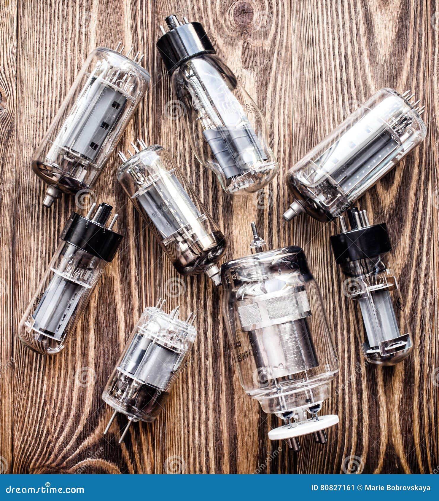 Closeup Picture With Different Generations Of Electronic Vacuum Tubes ...