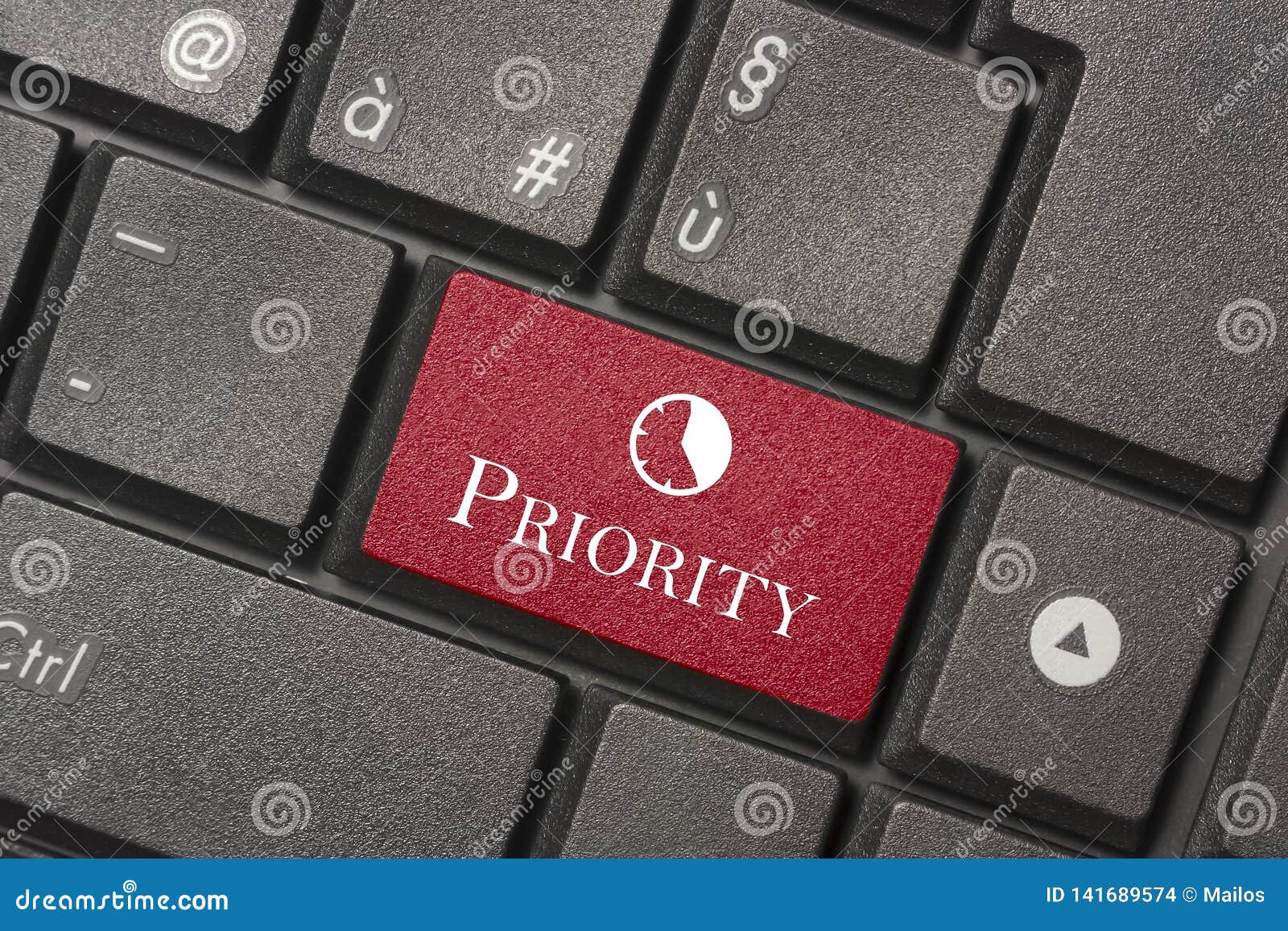 Closeup Picture of Priority Button of Keyboard of a Modern Computer ...