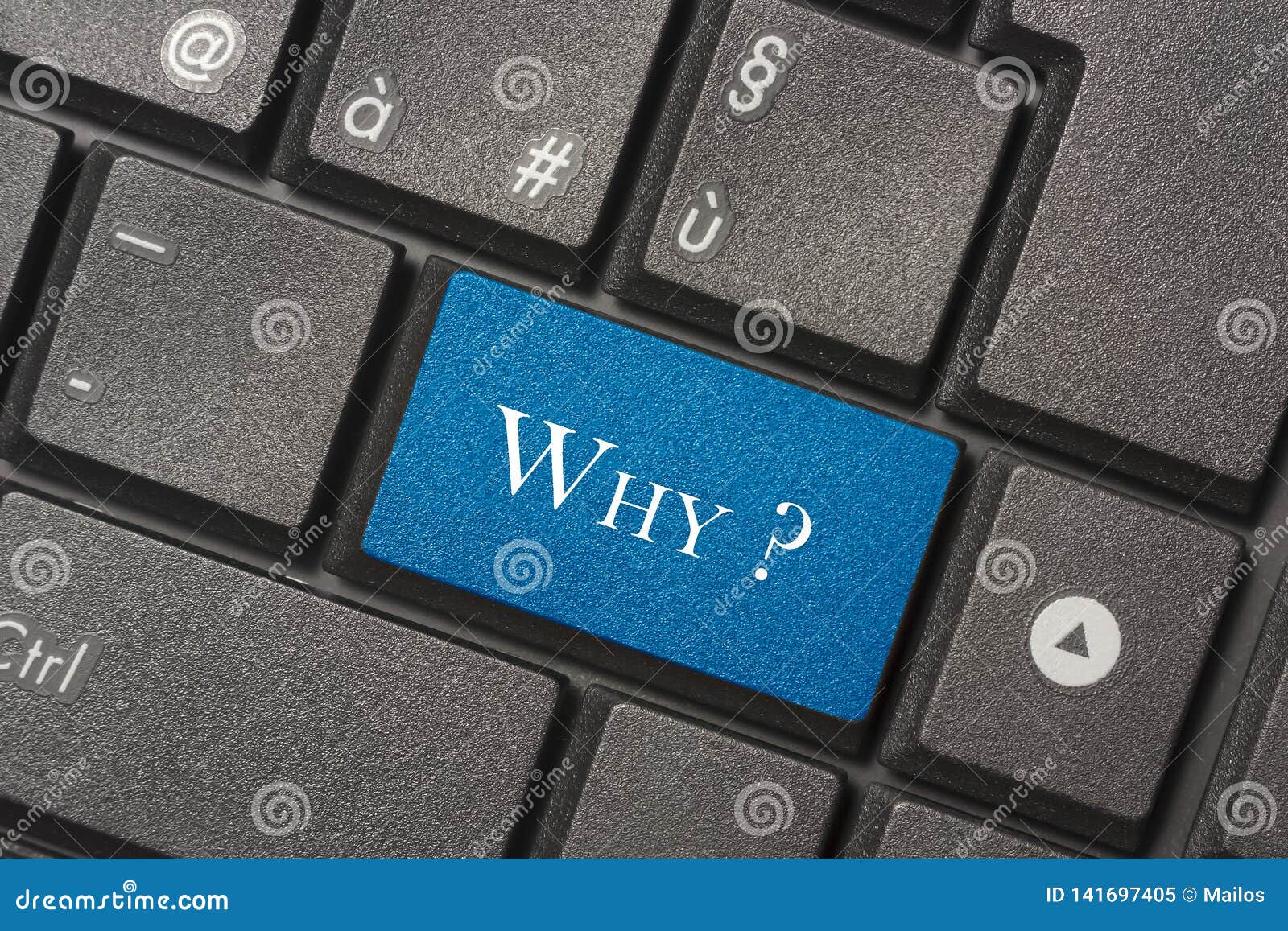 Closeup Picture of Why Button of Keyboard of a Modern Computer Stock ...