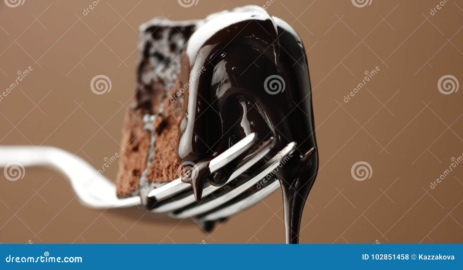 Closeup of Piece of Chocolate Cake on a Fork Stock Photo - Image of ...
