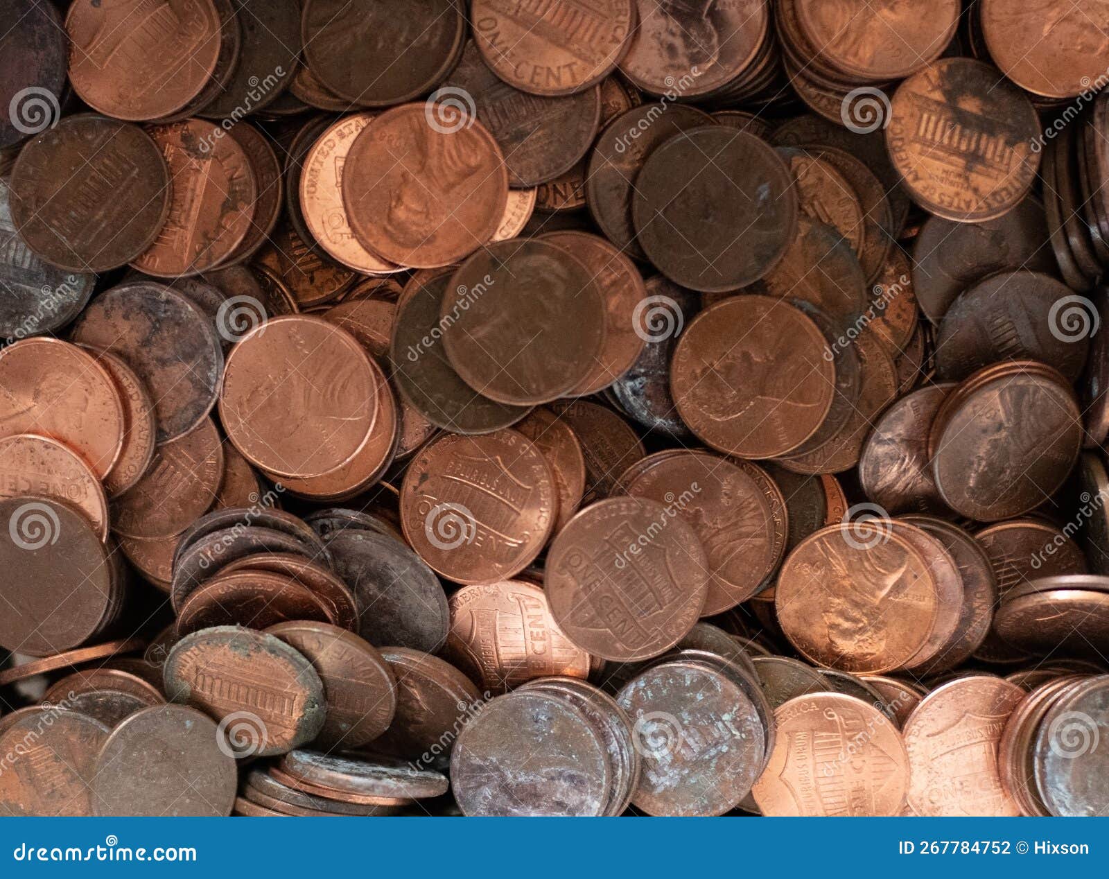 Closeup of Pile of Copper Pennies Stock Photo - Image of textured, heap ...