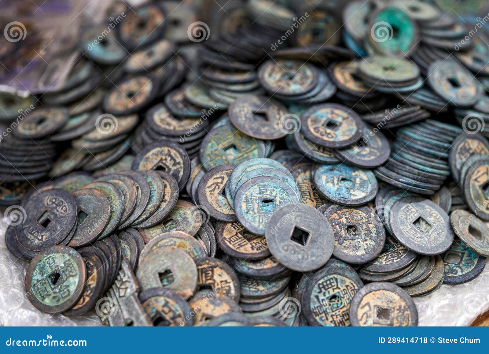 A Closeup of a Pile of Rusty Ancient Chinese Coins Stock Photo - Image ...