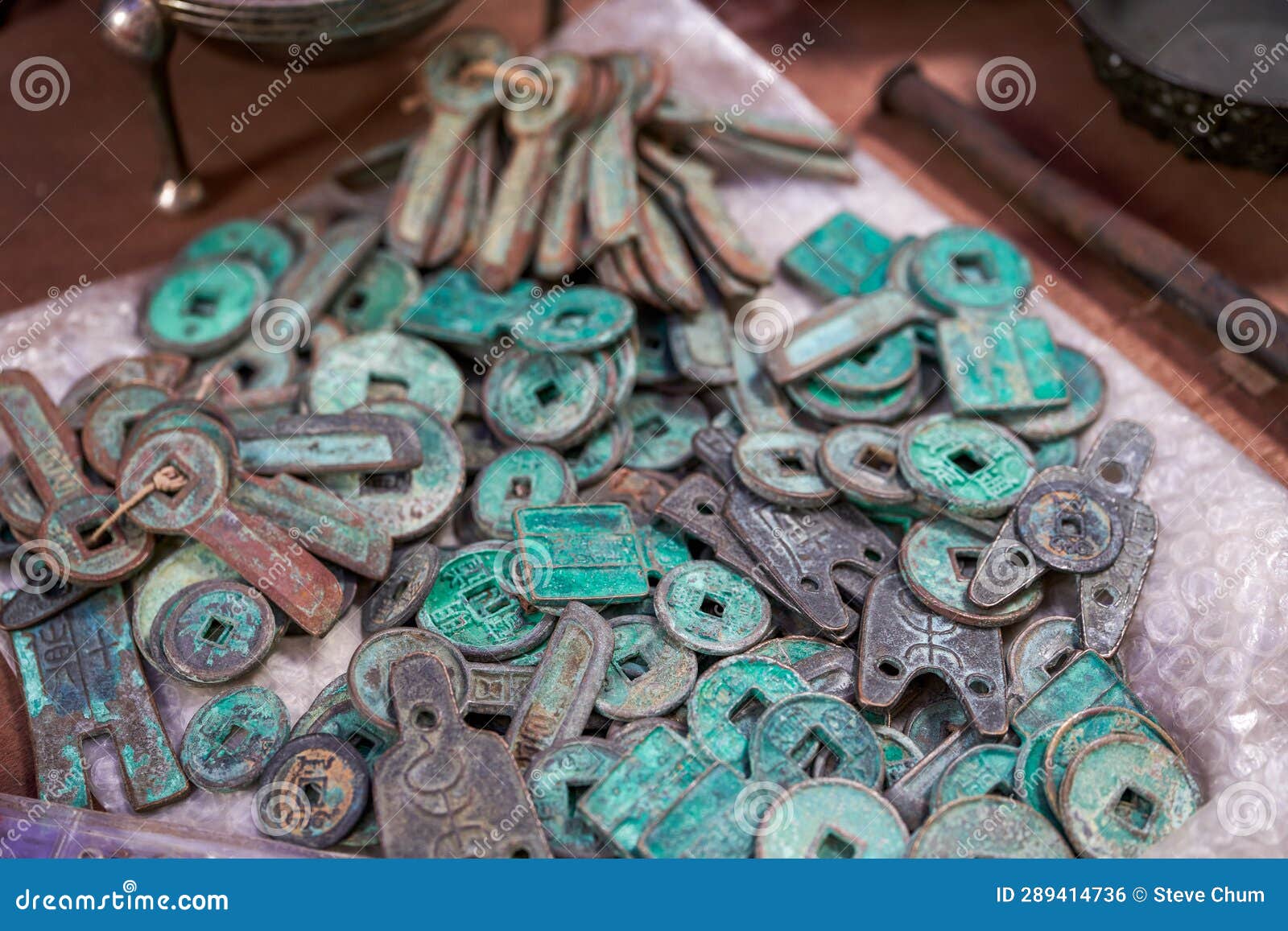 A Closeup of a Pile of Rusty Ancient Chinese Coins Stock Photo - Image ...