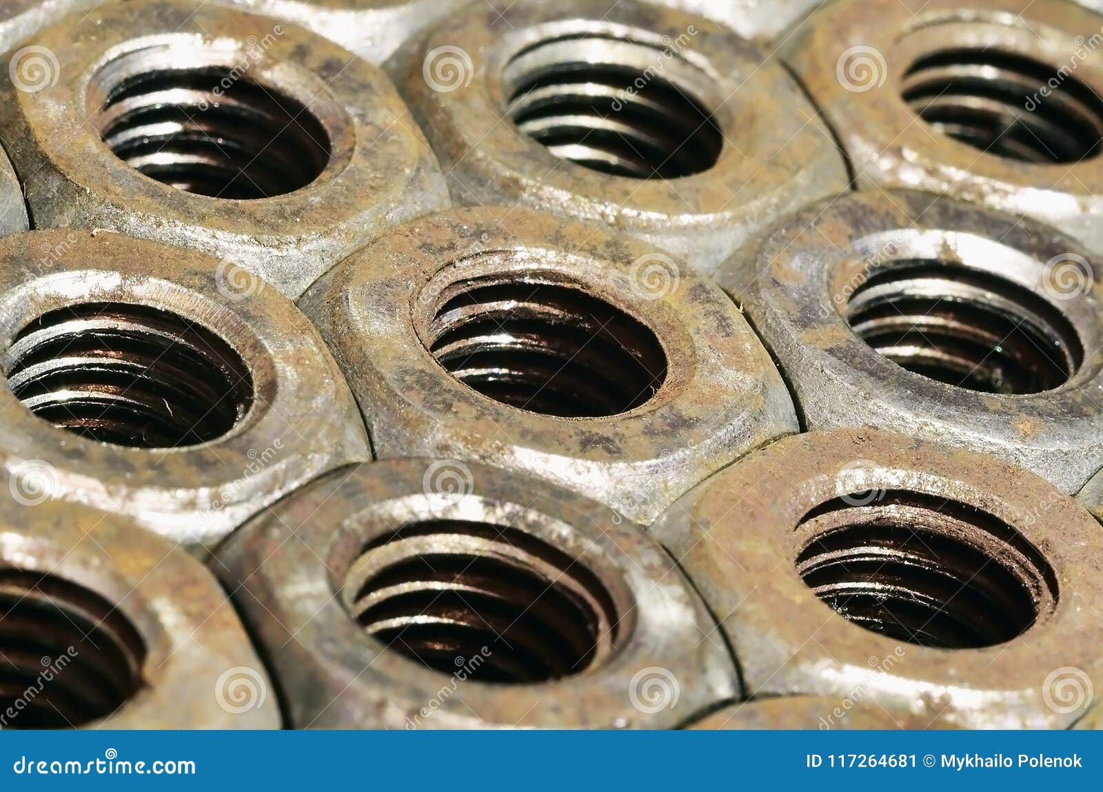 Close-up of rusty nuts stock image. Image of metal, accessory - 117264681